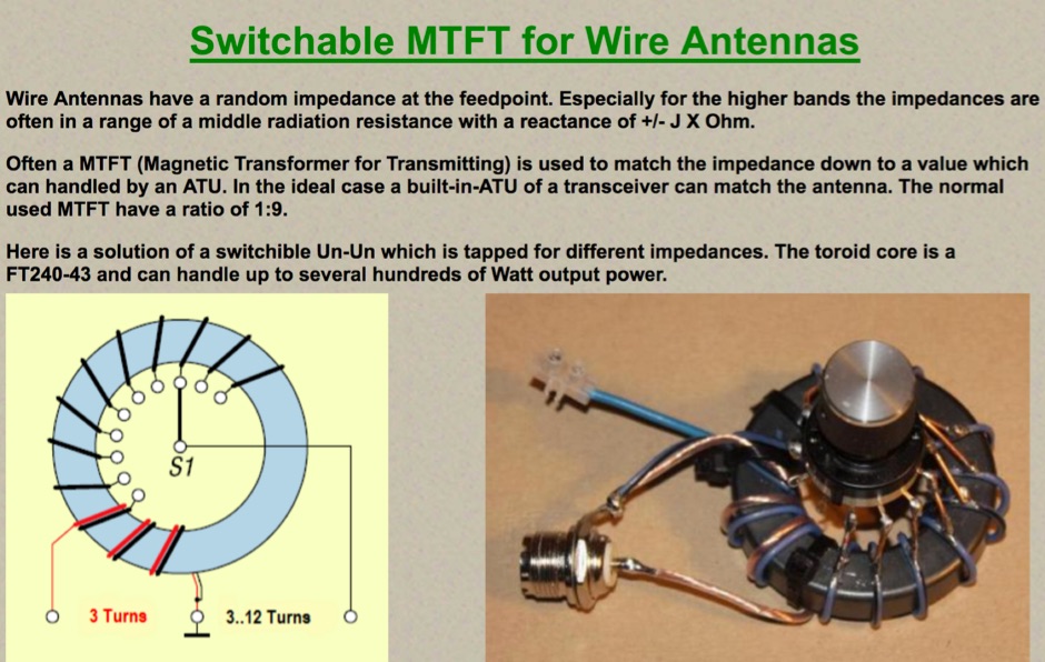 Switchable MTFT for Wire-Antennas