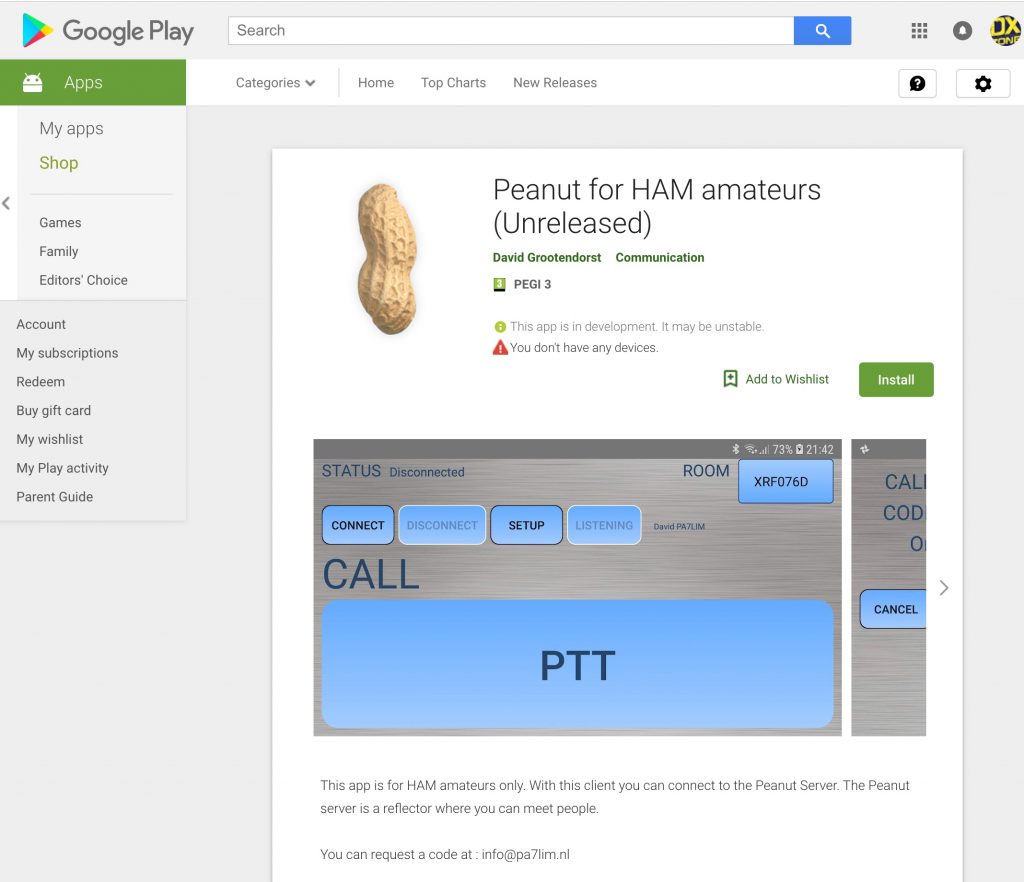 Peanut D-Star App Stopped
